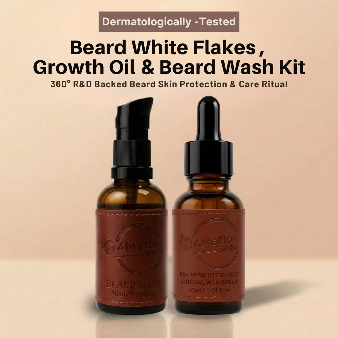 Beard White Flakes and Growth Oil & Beard Wash | Combo – 4Mation Skins ...